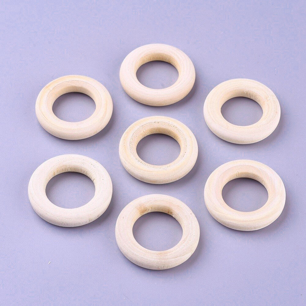 Кольцо деревянное, 30х6мм, неразъемное, базовый материал - дерево, натуральное (без покрытия), 20 шт.