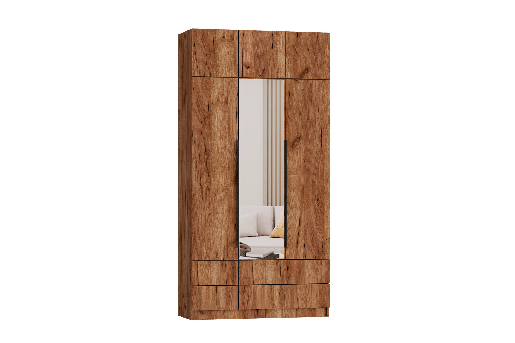 Шкаф Гюнтер 3 с ящиками 1200-520-2300 наполнение платье/белье цвет дуб крафт табачный