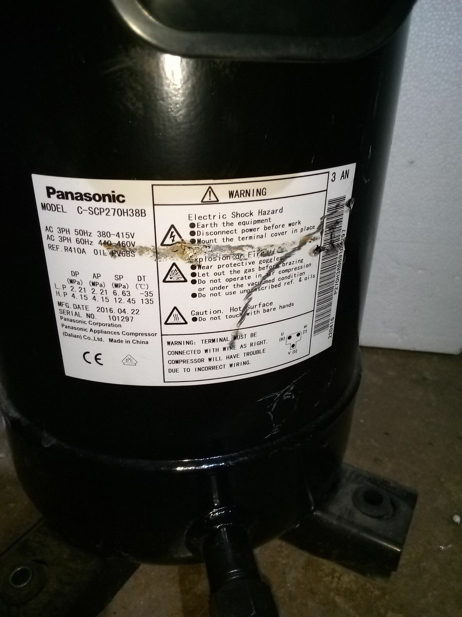 Компрессор C-SCP270H38B R 410 PANASONIC (С установки)