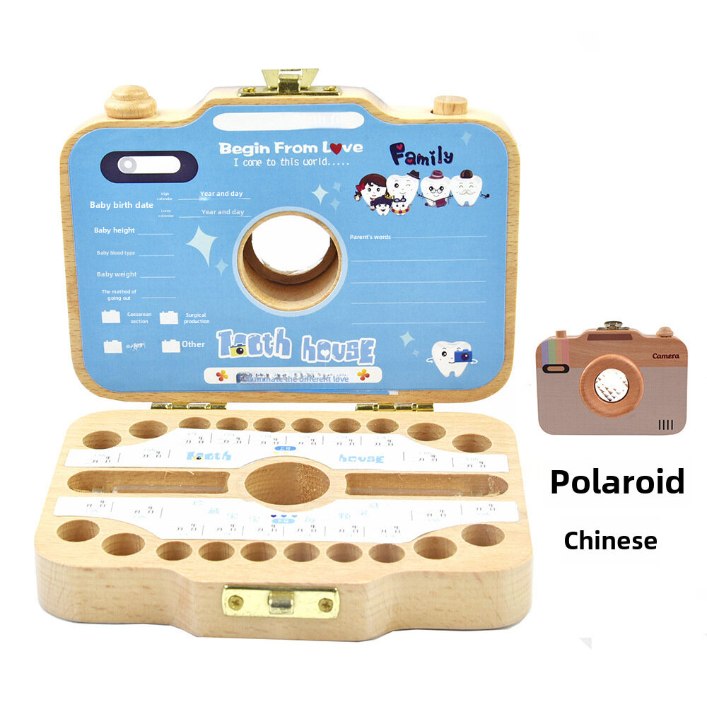 Коробка для хранения молочных зубов Le Mu "Tooth House", дерево, полароидный цвет