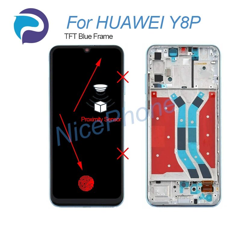 ЖК-экран для HUAWEI Y8P, сенсорный дигитайзер, дисплей 2400*1080 AQM-LX1 Y8P Y8 2020, TFT Blue Frame