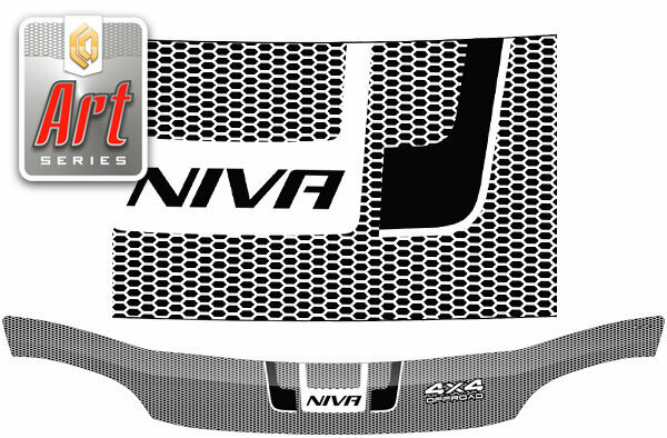 Дефлектор капота Chevrolet Niva 2001-2009 Серия "Art" белая САпластик