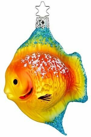 Ёлочная игрушка рыбка ангел, стекло, 11 см, Inge Glas 10098S021