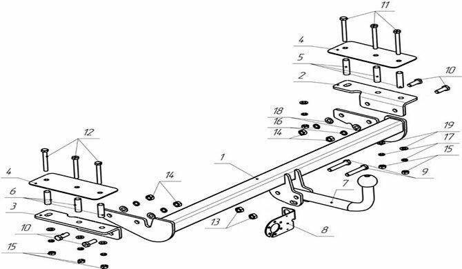 Фаркоп для Opel Astra H седан 2004-2009. (без электрики) (паспорт и сертификат) AvtoS. OP03
