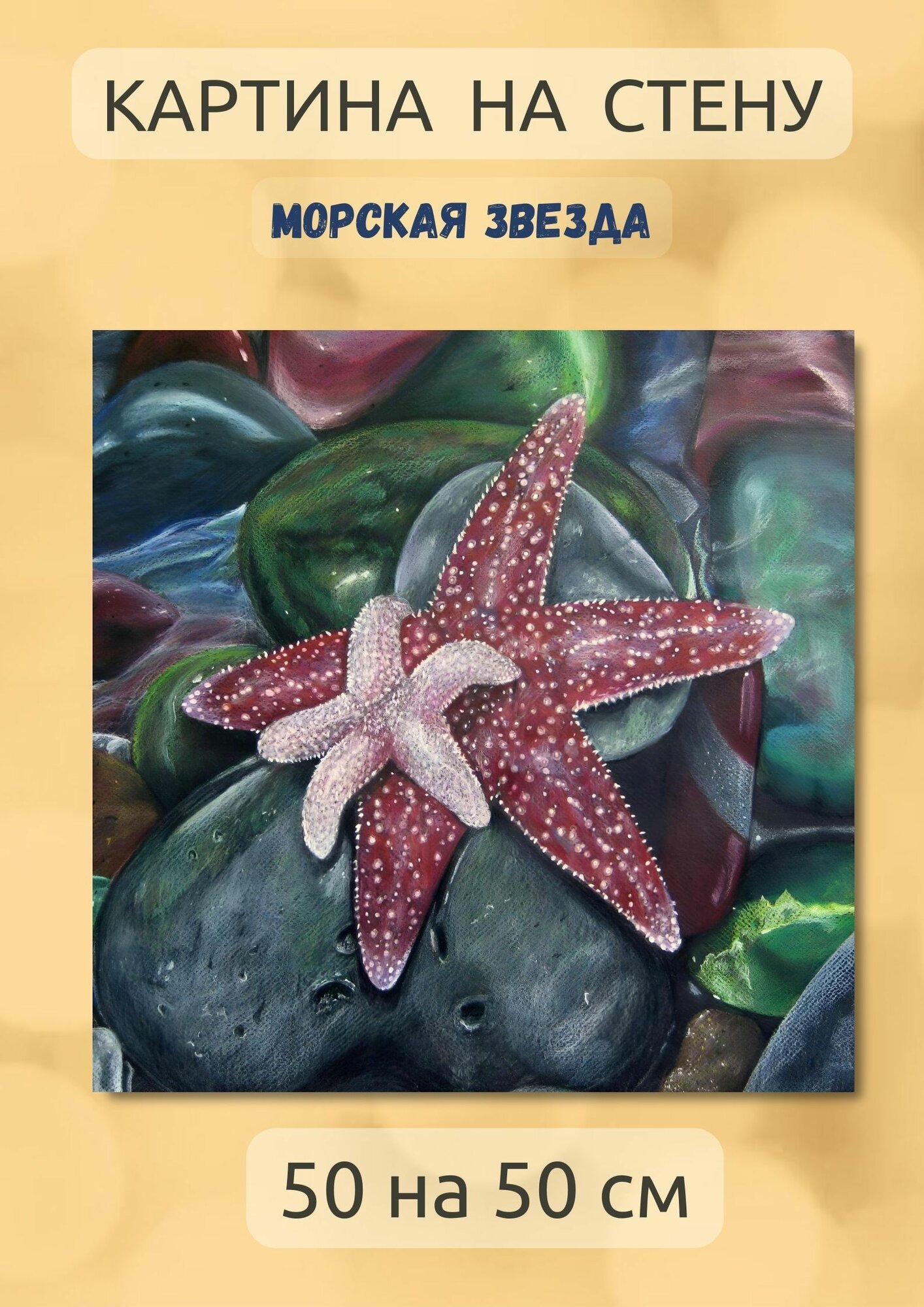 Картина в морском стиле - "Морская звезда" 50х50