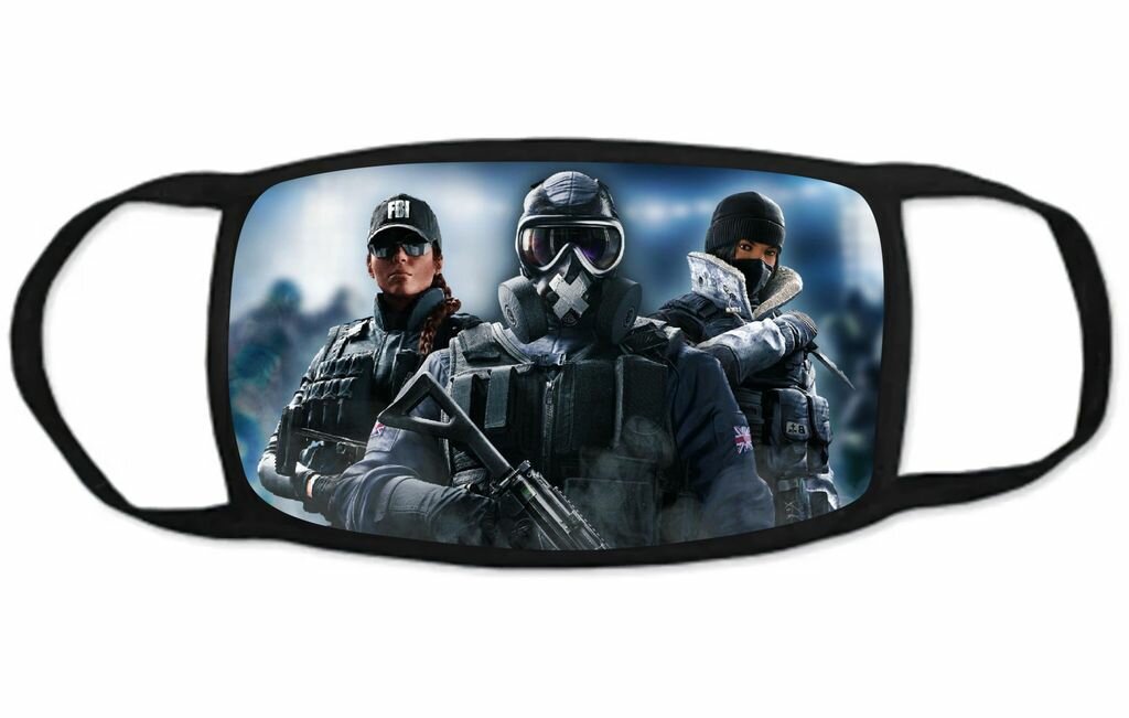 Маска на лицо Tom Clancy’s Rainbow Six, Том Клэнси’с Реинбоу Сикс №7, Взрослая - 20 на 12,5 см