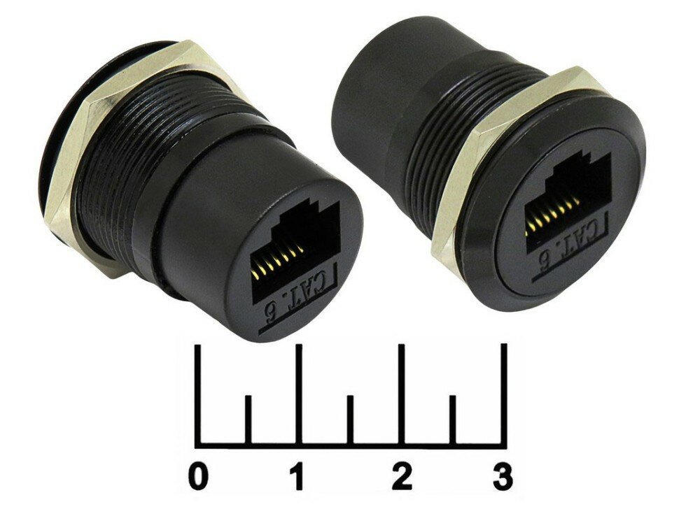 Переходник компьютерный 2 гнезда 8P8C (RJ-45) 6-категории в панель RJ45-6A