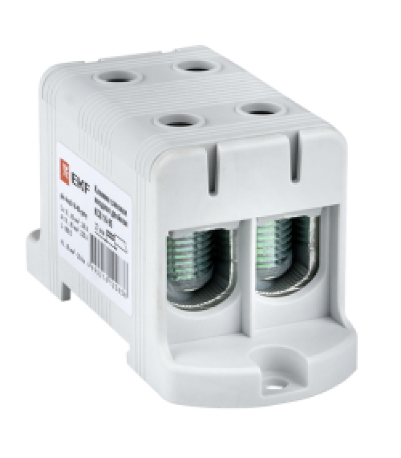 Клемма для проводов EKF / ЕКФ PROxima КСВ 16-95 силовая вводная двойная, 4 ввода, огнестойкий полиамид, 245А, 86х24мм, серый, 1шт. / зажим