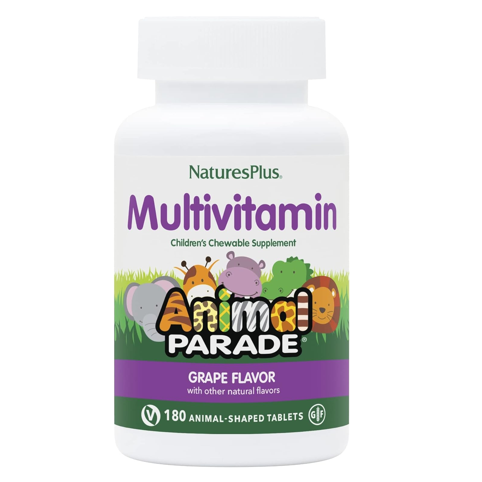 Витамины для детей со вкусом виноград, Animal Parade Chewable 180 таблеток