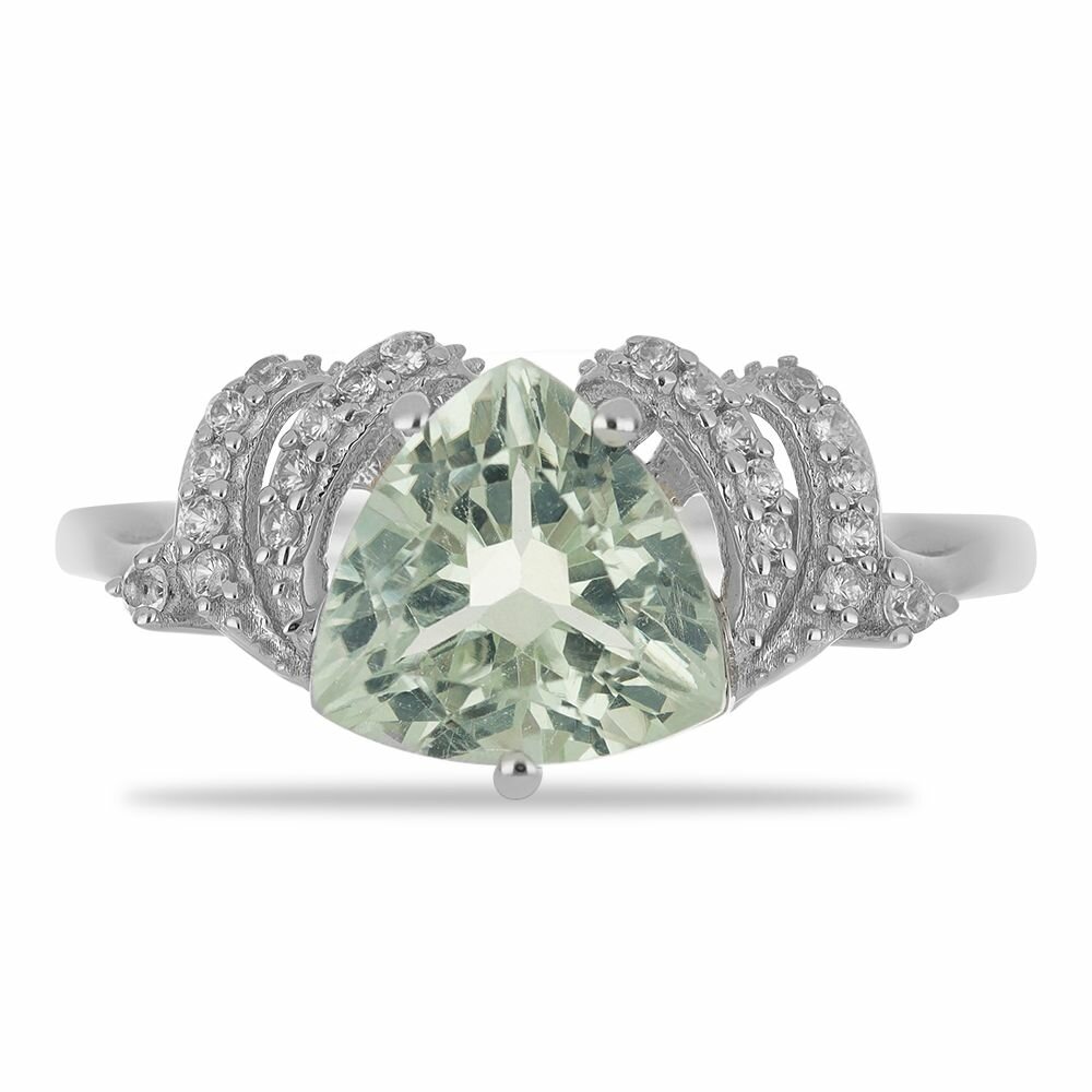 Кольцо, серебро, 925 проба, родирование, аметист, циркон