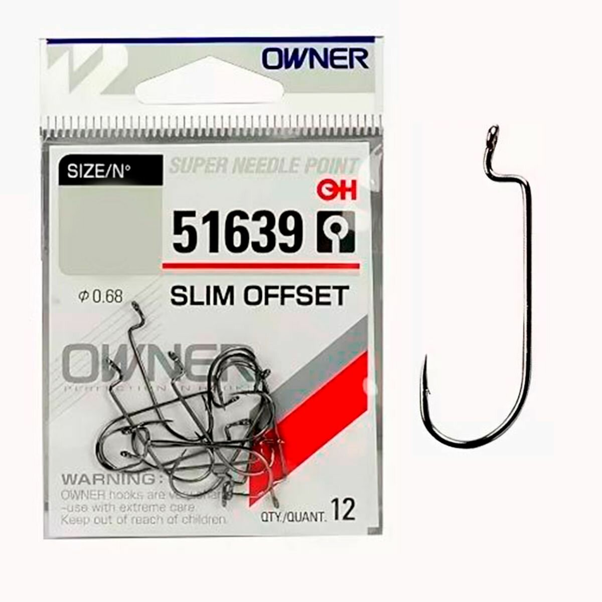 Крючки рыболовные офсетные Owner 51639 № 12 (11шт) Slim Offset