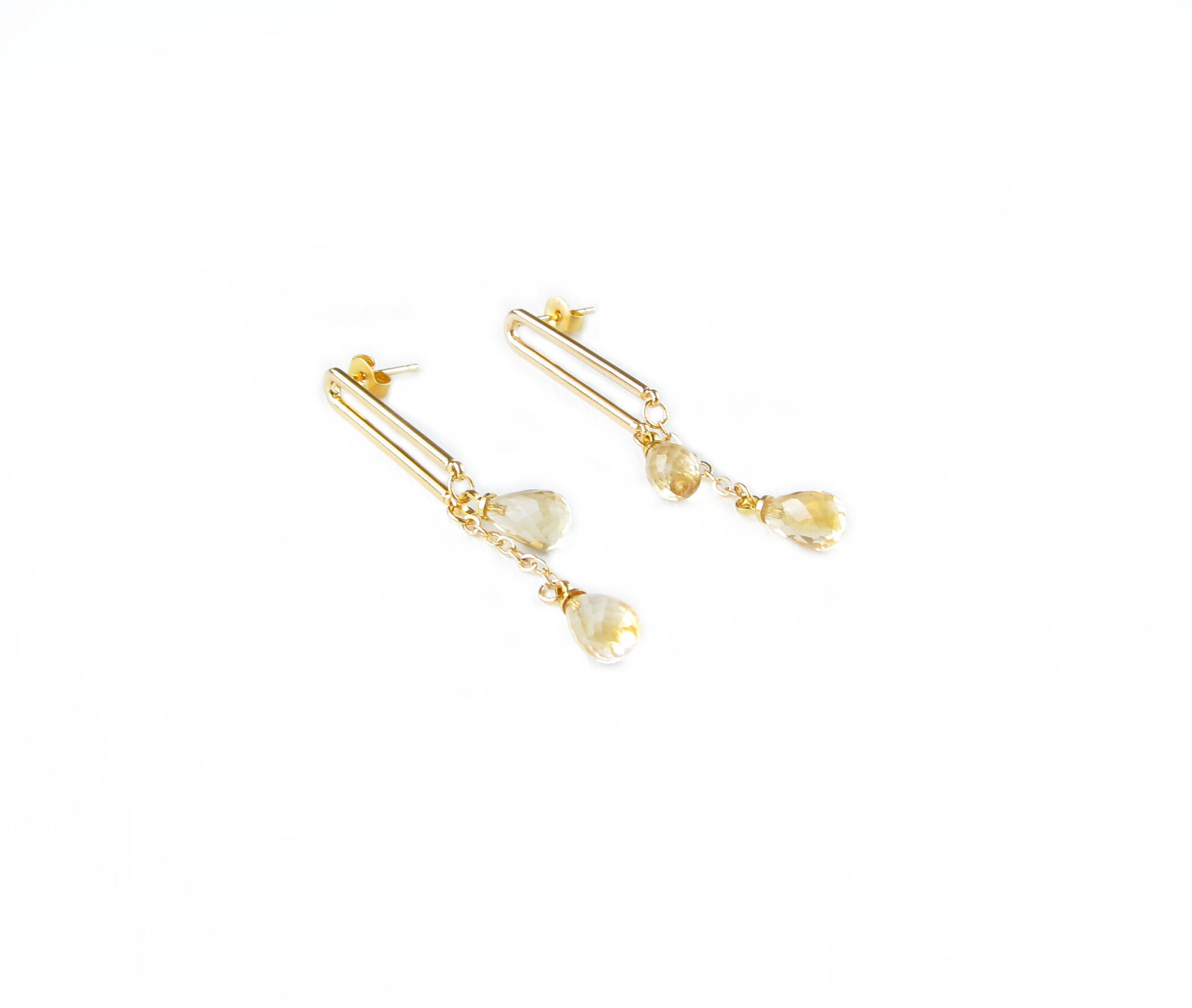 Серьги-трансформеры, цитрин