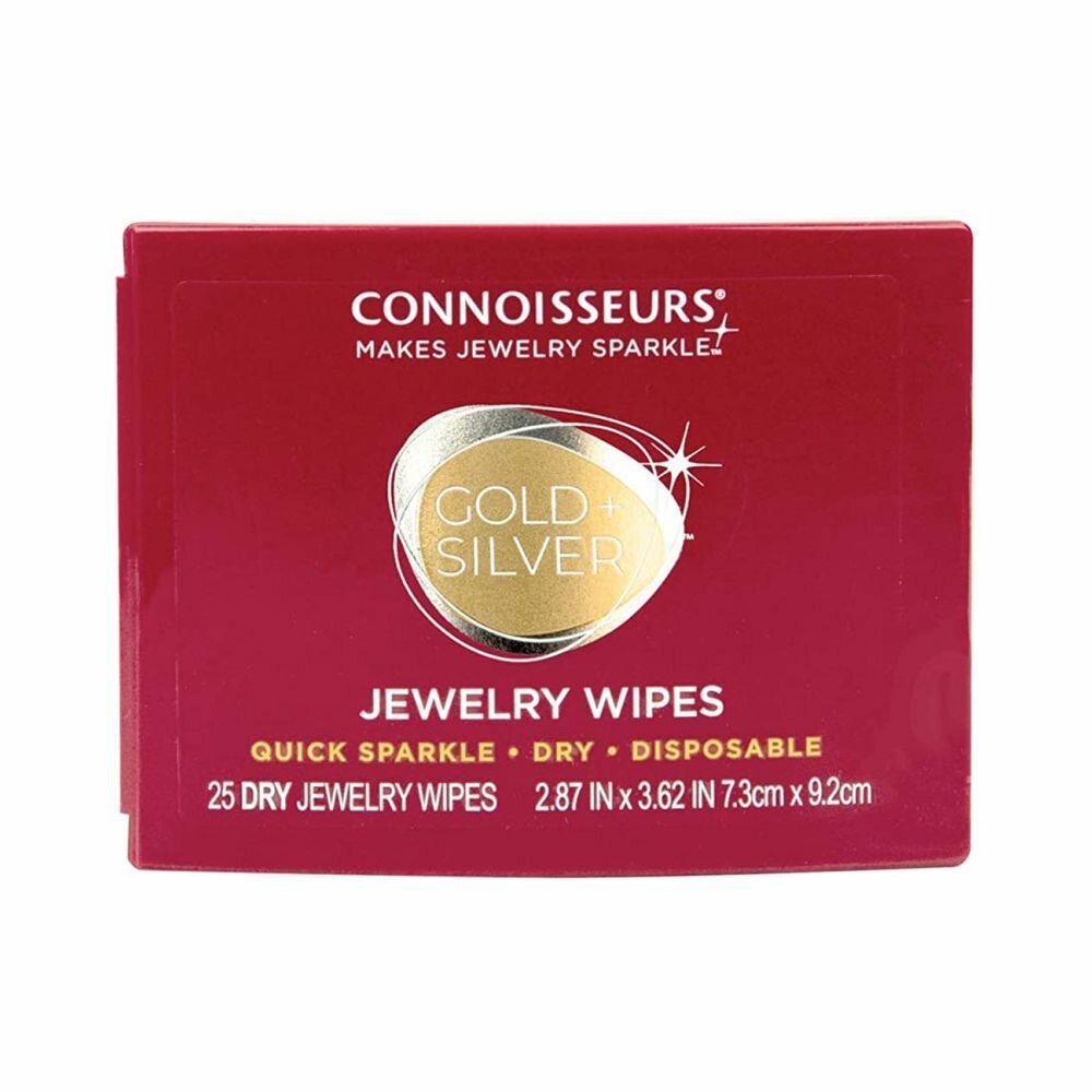 Сухие салфетки для чистки и полировки ювелирных изделий CONNOISSEURS, 7,3 х 9,2 см, 25 шт, для золотых и серебряных часов