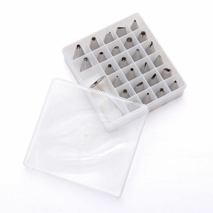 Набор насадок кондитерских, 1,7см, 26шт, с адаптером и кондитерским гвоздем