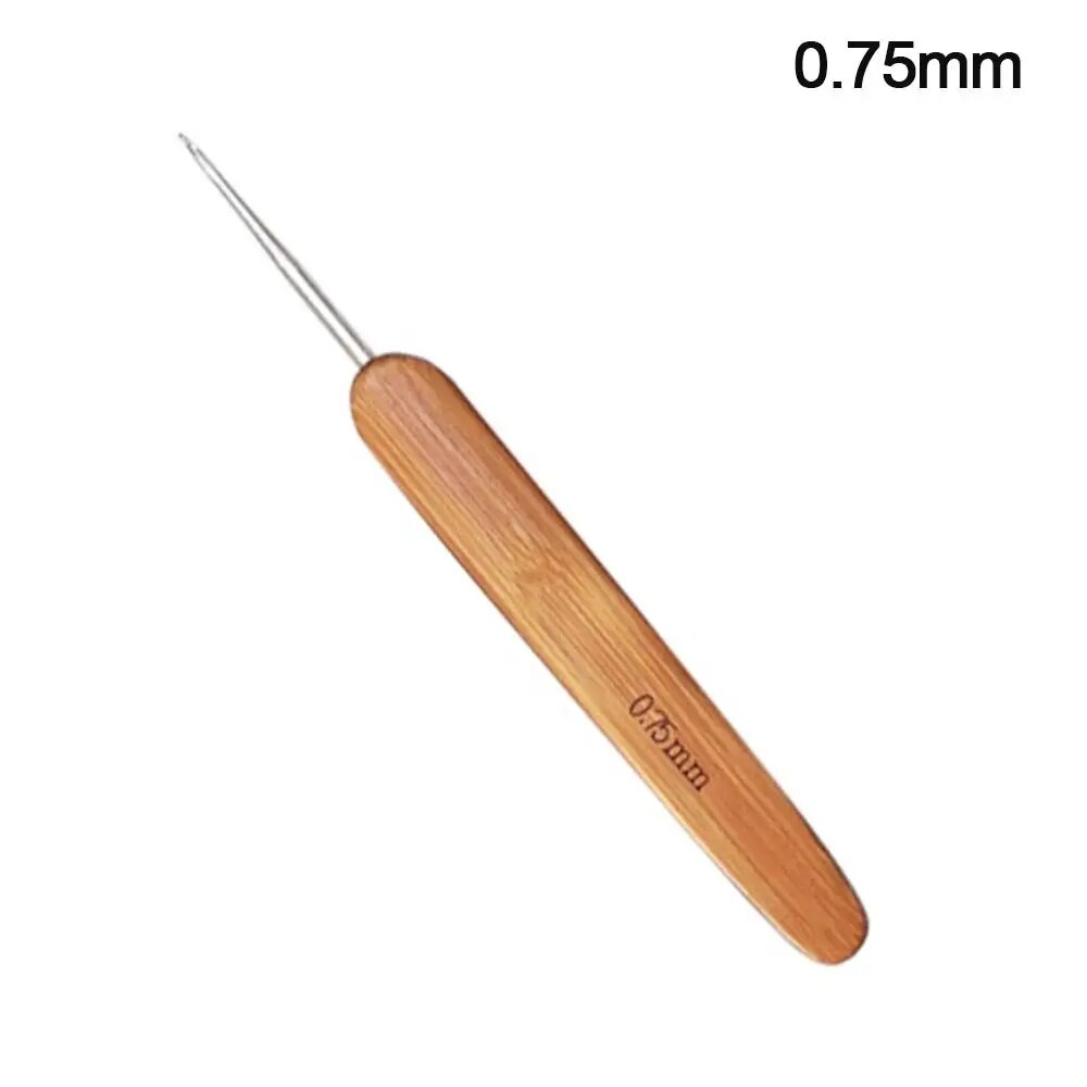 Крючок для вязания 0.75mm, бамбуковая ручка