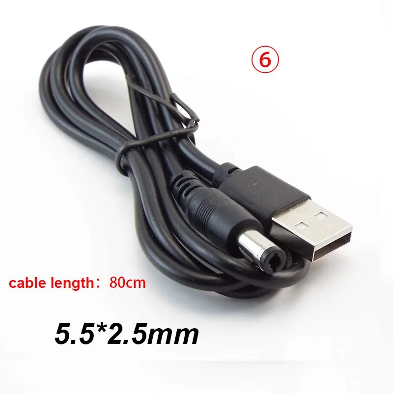 Кабель USB Type A на DC 5.5x2.5mm