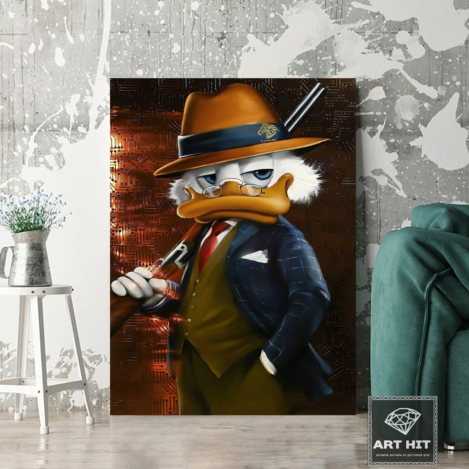 Картина Скрудж Макдак, Дональд Дак с деньгами, 50х70