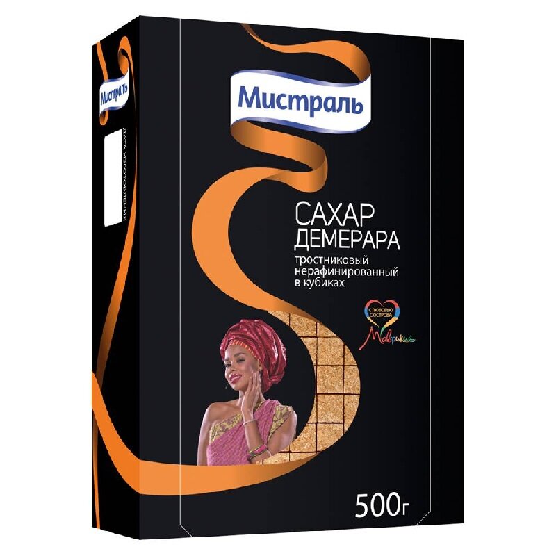 Сахар мистраль тростниковый нерафинированный Демерара в кубиках /картон/ 500г