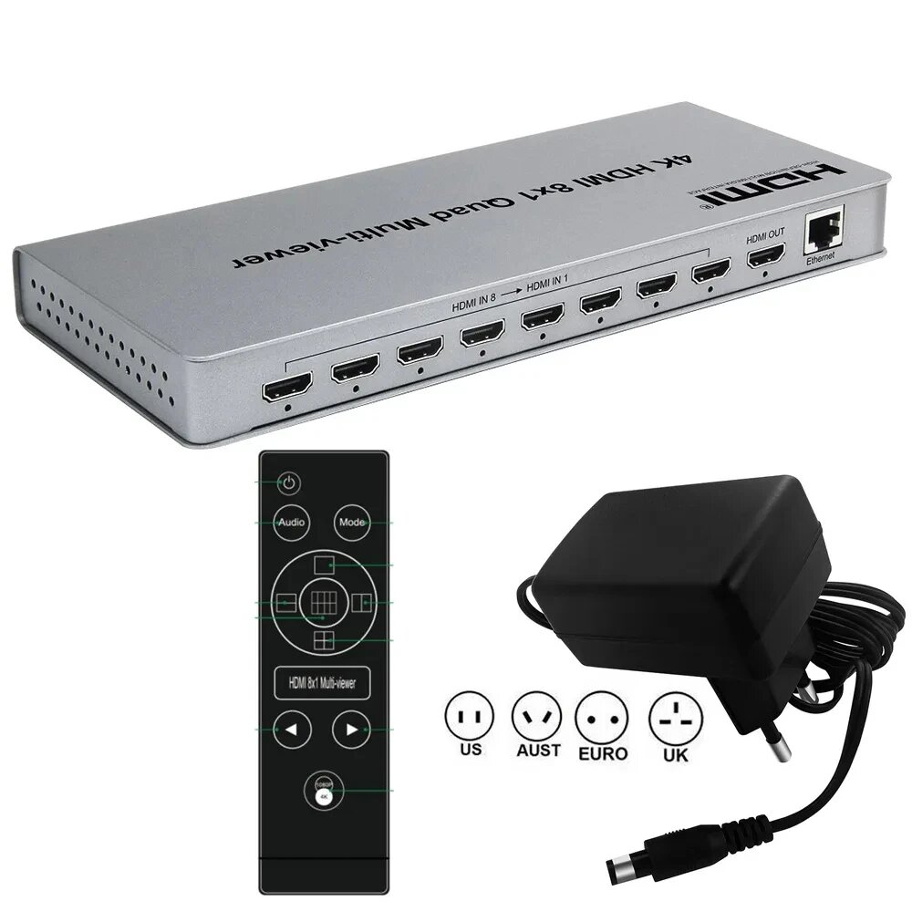 TITAK 4K HDMI 8x1 Мультивьюер EU Plug