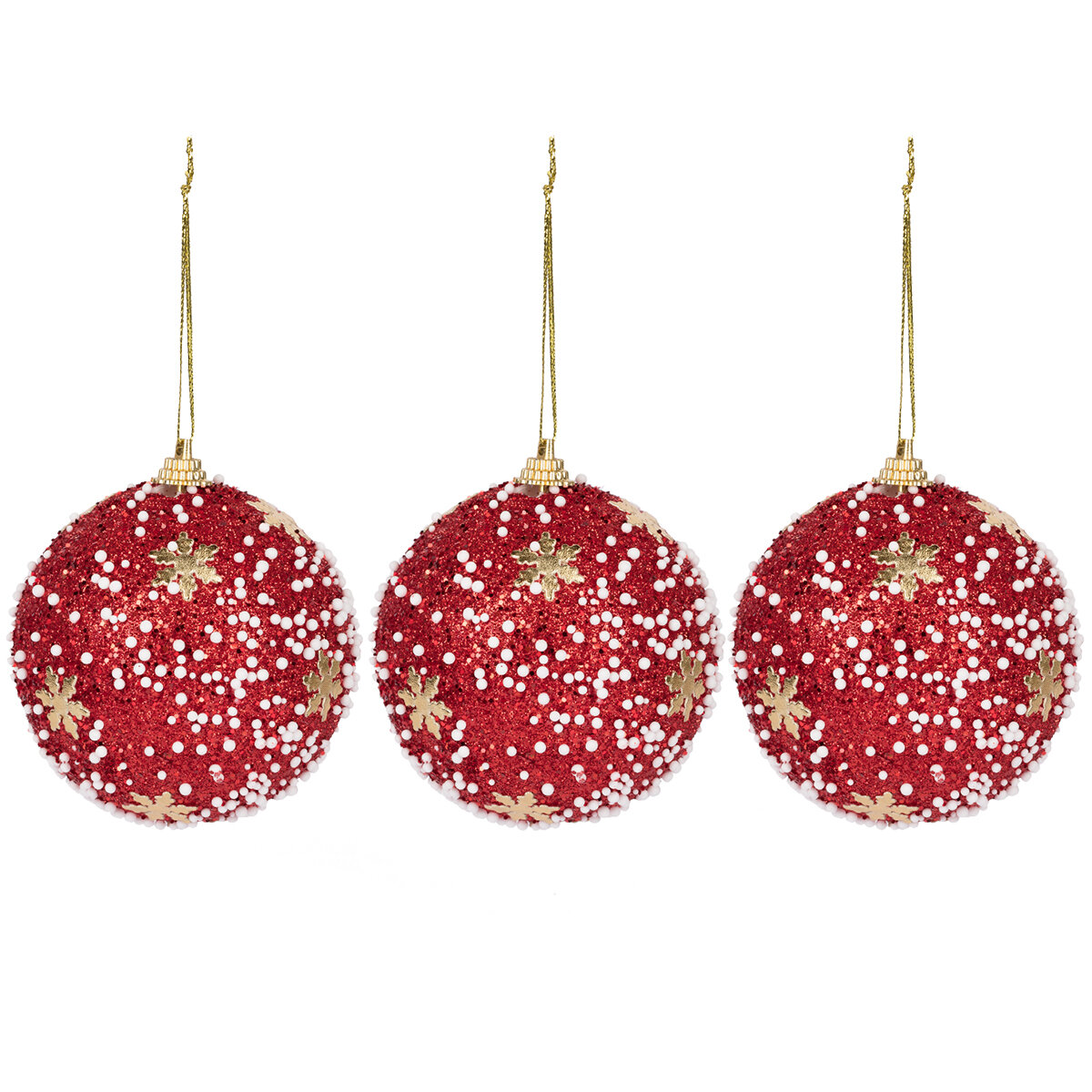 SNOWEEKON SNW-A144-YV61 Набор елочных шаров D. 8 см, 3 шт, красный с золотистым оттенком