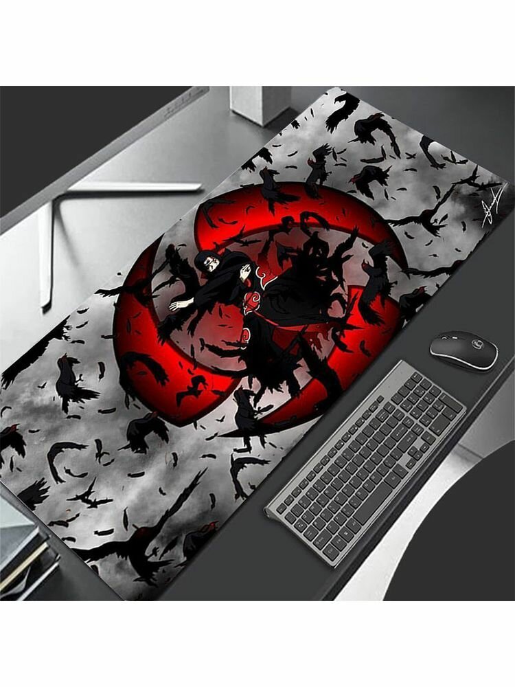 Коврик для мыши Naruto, аниме, нескользящий, прошитые края, 90x40 см