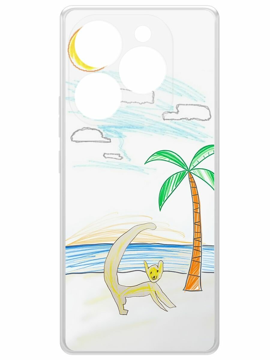 Чехол-накладка Krutoff Clear Case Лемур на пляже для ITEL S23+