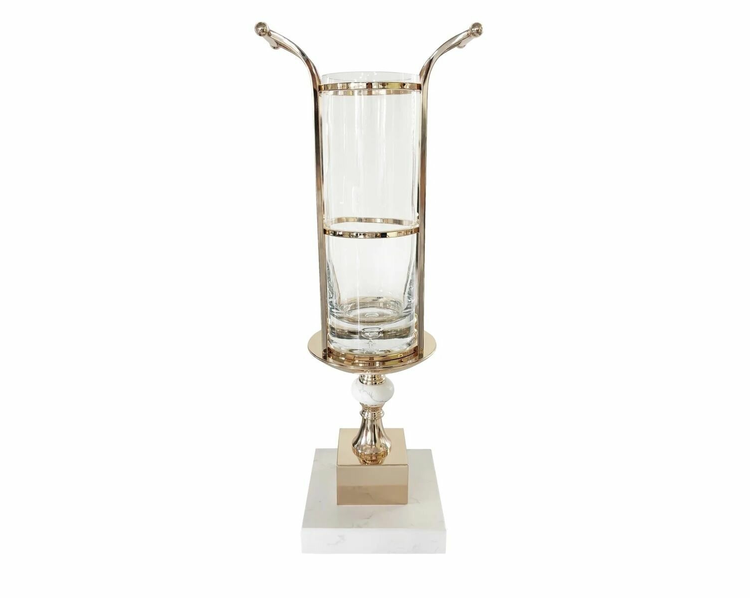Ваза Cote Noire Gold Urn, стекло, белый мрамор, золотой декор 77х31х26