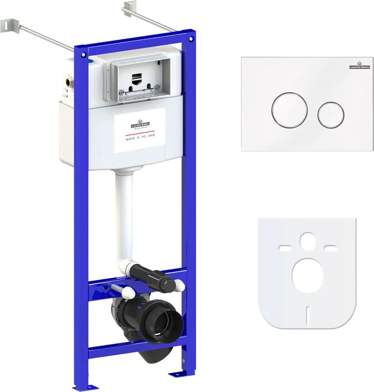 Инсталляция с кнопкой Lavinia Boho RelFix 77020023 42, 5 см, крепление к стене/к полу, кнопка для унитаза белая, кнопка для унитаза хром, глянцевая