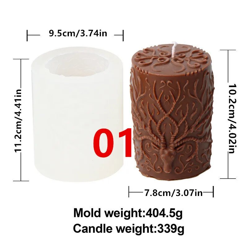 Силиконовая форма для свечей Рог оленя Antler mould 01