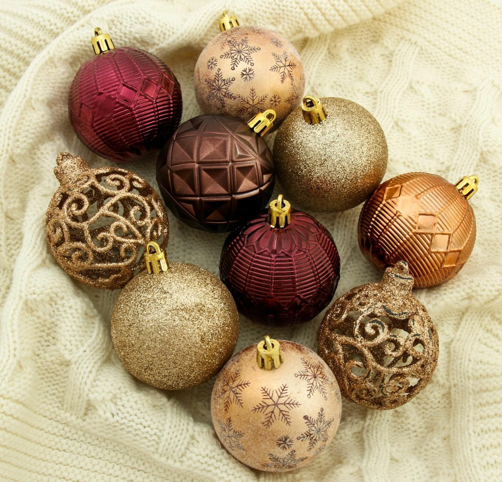 Набор ёлочных шаров "Винтажный узор", d 6 см, новогодний интерьерный декор, украшение на Новый год, игрушка на ёлку, 16 шт, цвет кофейный микс