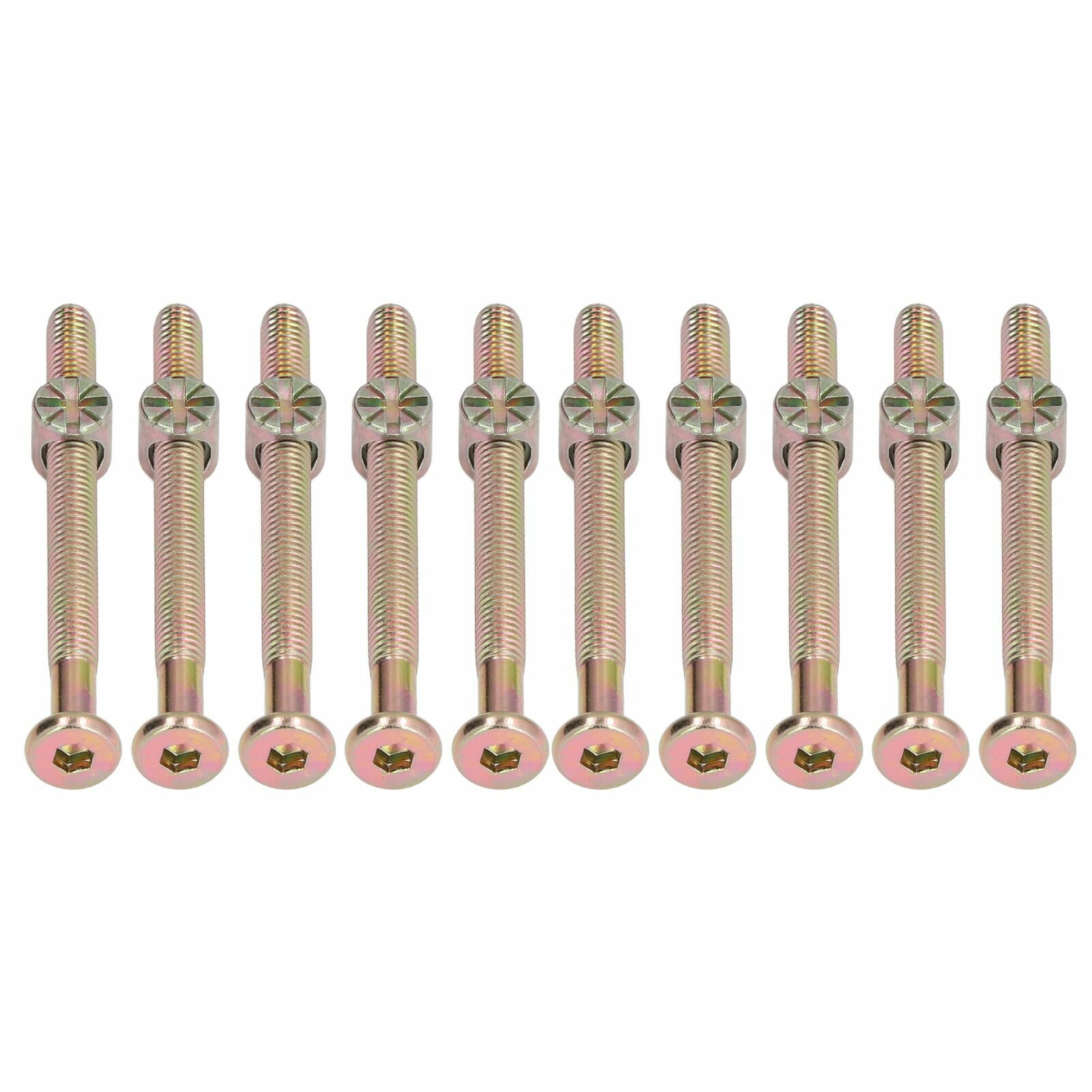 10 комплектов винтов для детской кроватки M6, оцинкованная нержавеющая сталь, винты с шестигранной головкой, комплект фурнитуры для мебелиM6x70mm