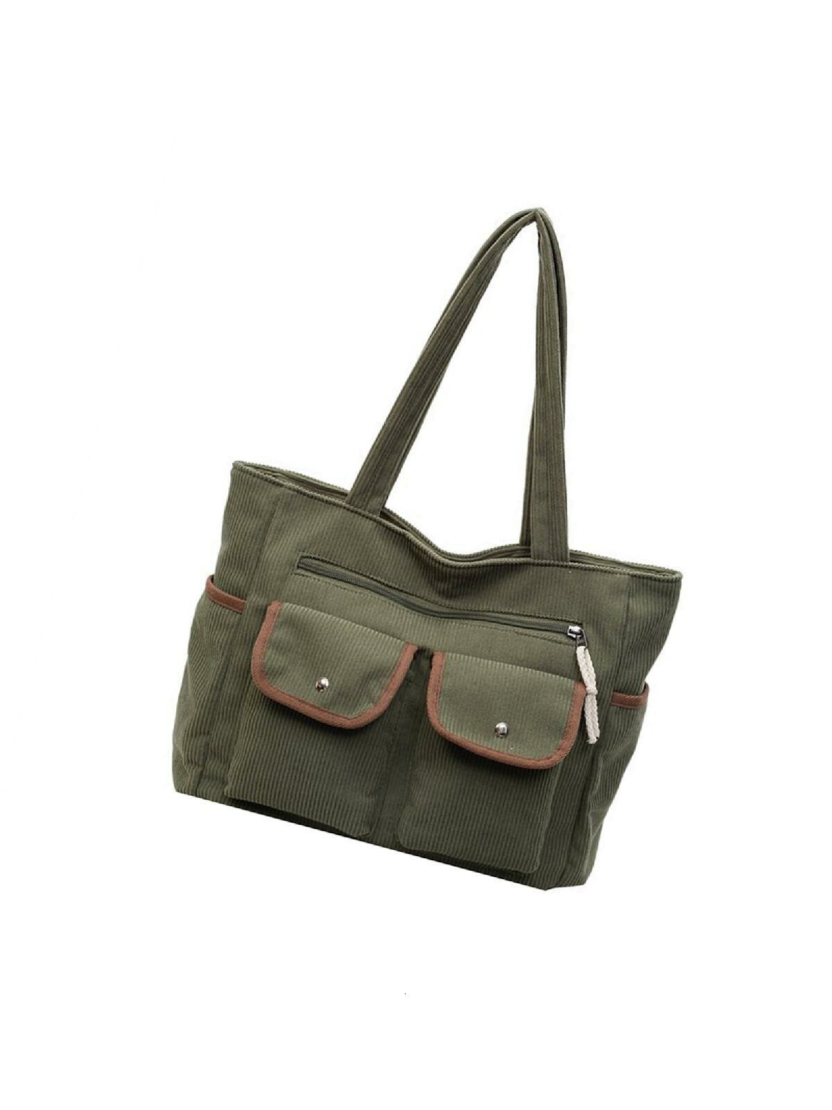 Практичная вельветовая сумка через плечо, повседневная сумка, подходящая для ежедневных поездок в офис