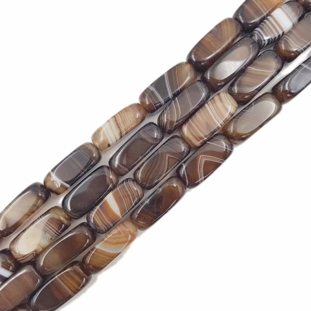 Lii Ji коричневый цвет оникс в полоску агаты квадратная трубка бусины в форме колонны около 10x25 мм свободные бусины для ювелирных изделий своими руками 38 см
