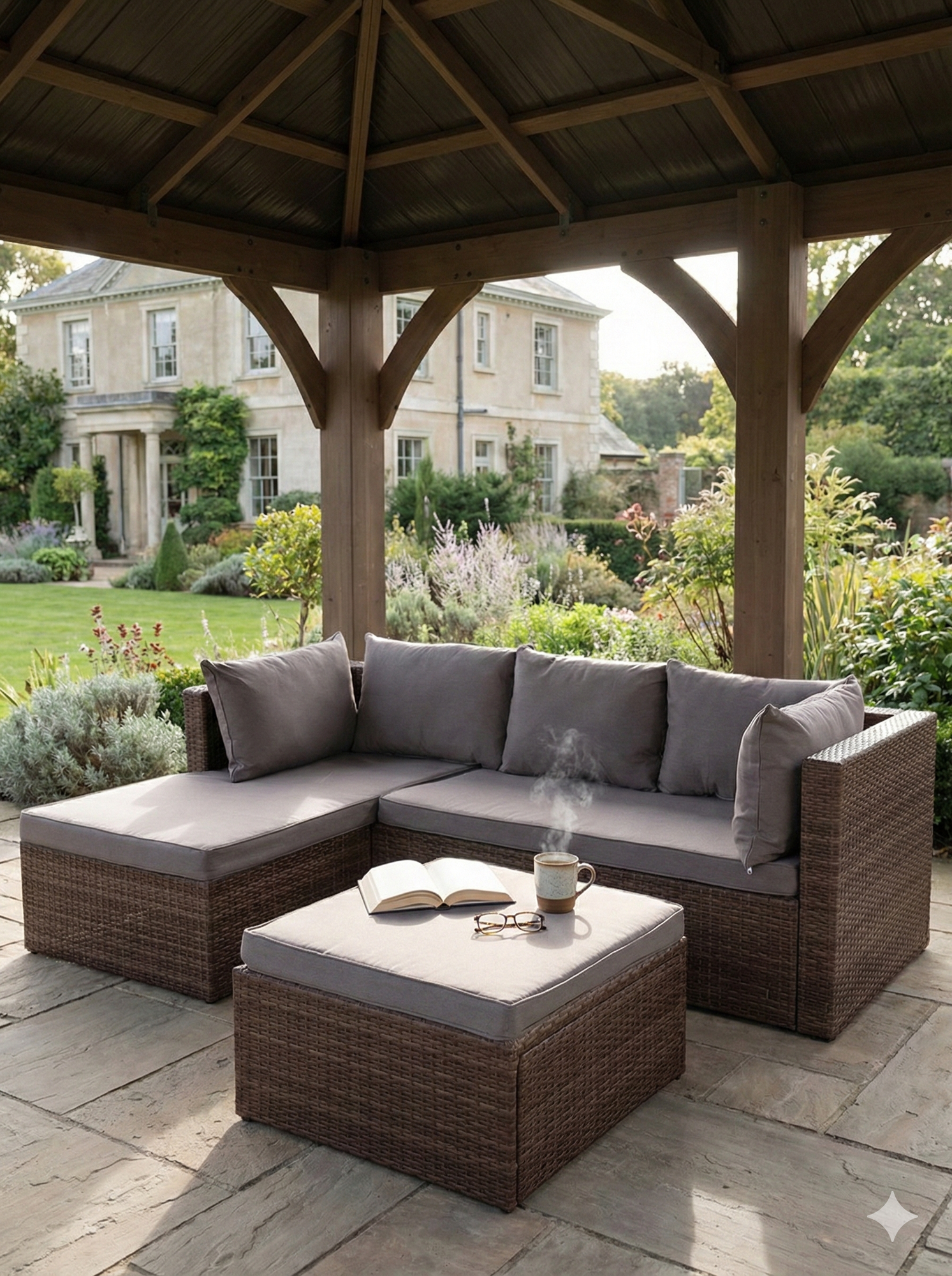 Комплект мебели из искусственного ротанга Гардини (Gardini), коричневый меланж