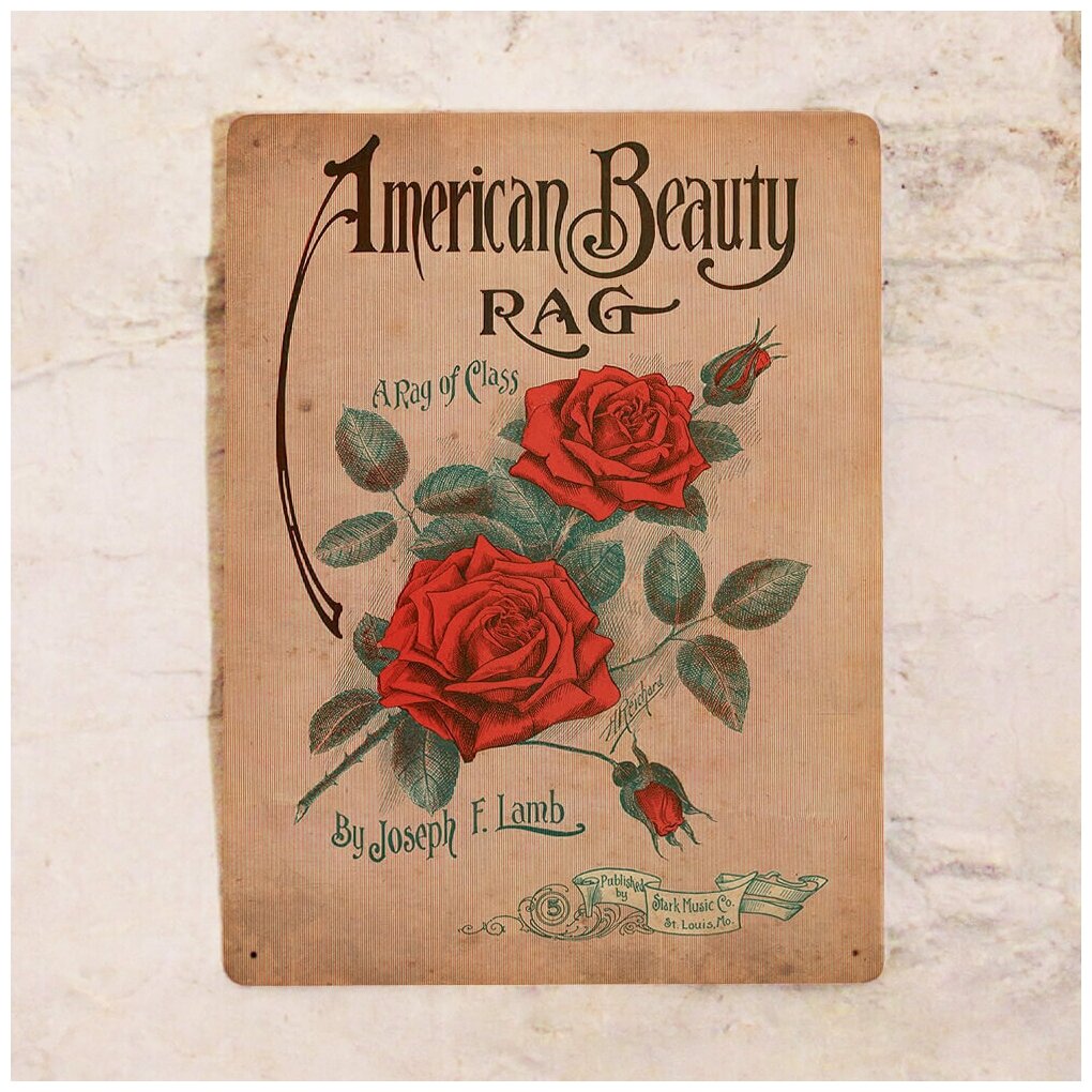 Жестяная табличка Розы, металл, 15х22,5 см