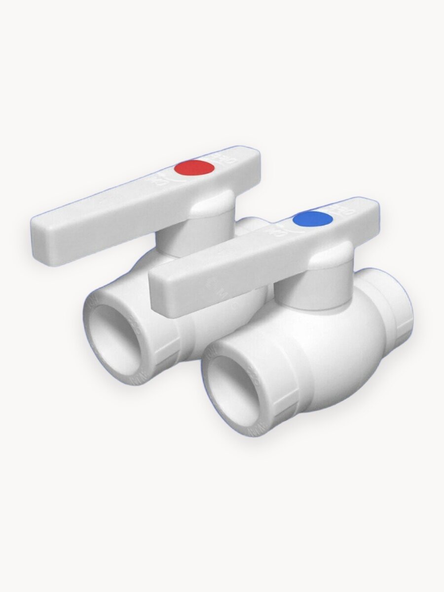 Кран шаровой 32 мм (комплект 2 шт. ) полипропиленовый с металлическим шаром Valfex