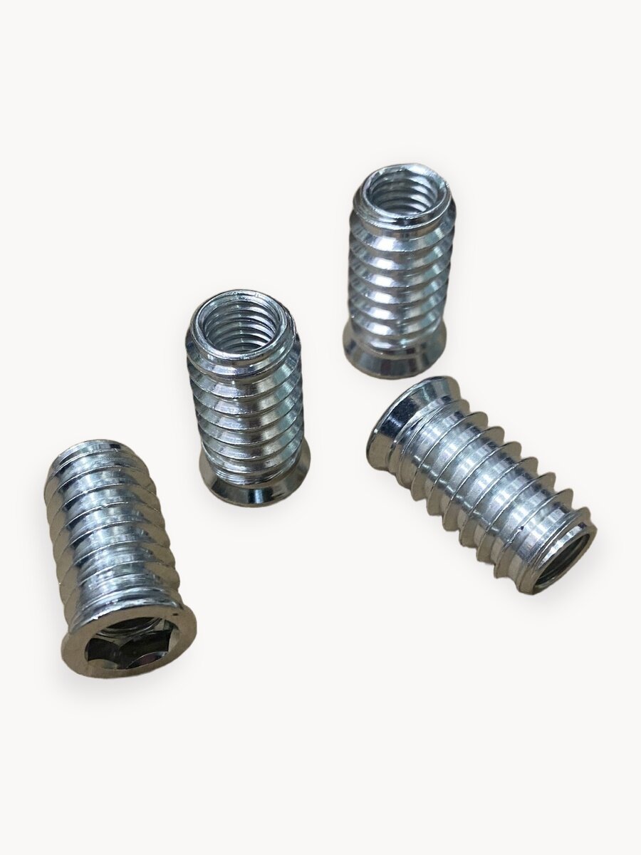 Футорки мебельные M10х30мм (4шт) длинные стальные, под шестигранник