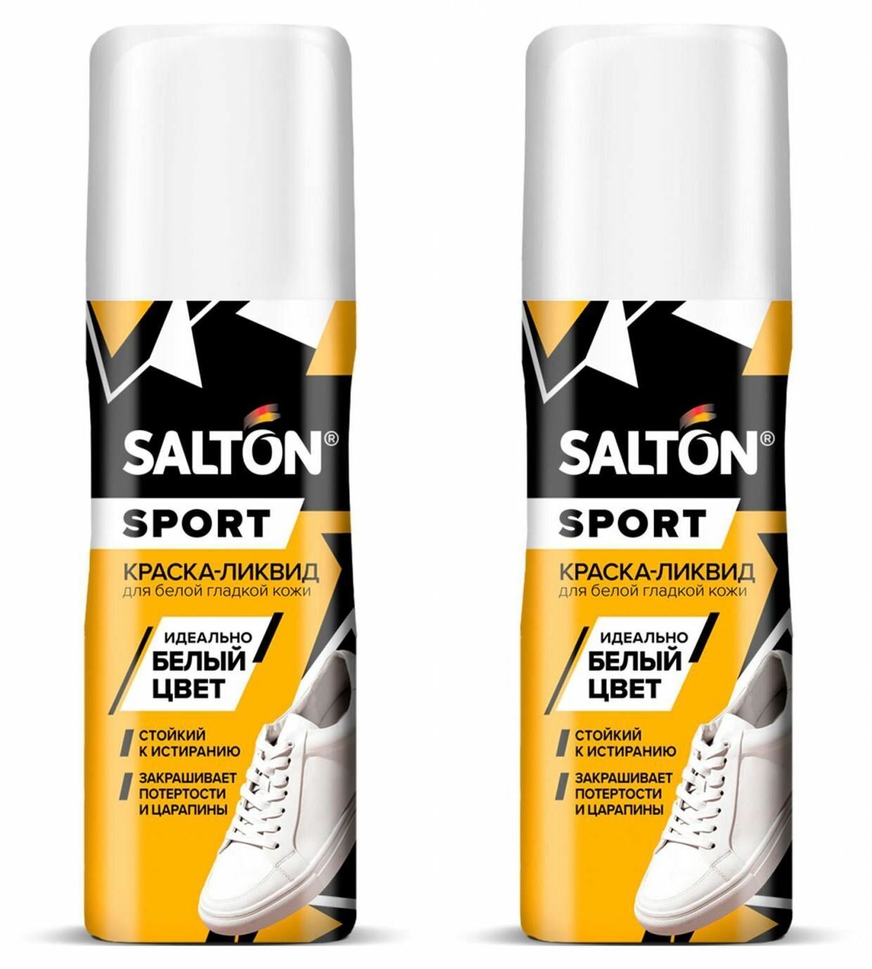 SALTON Sport Краска-ликвид для восстановления цвета изделий из гладкой кожи, 75мл Белый ,2шт.