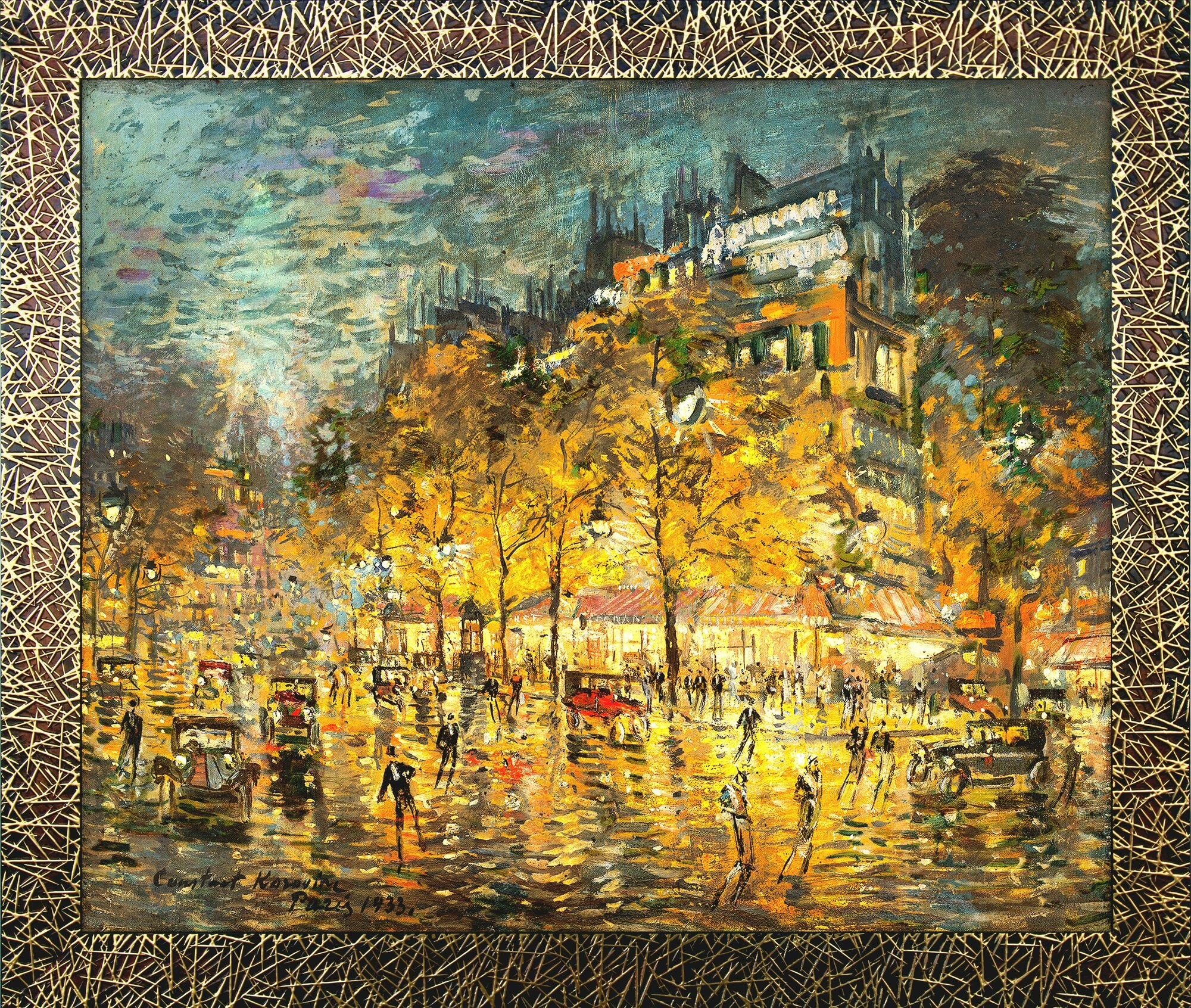 Репродукция картины К. А. Коровин "Париж ночью" 52х44