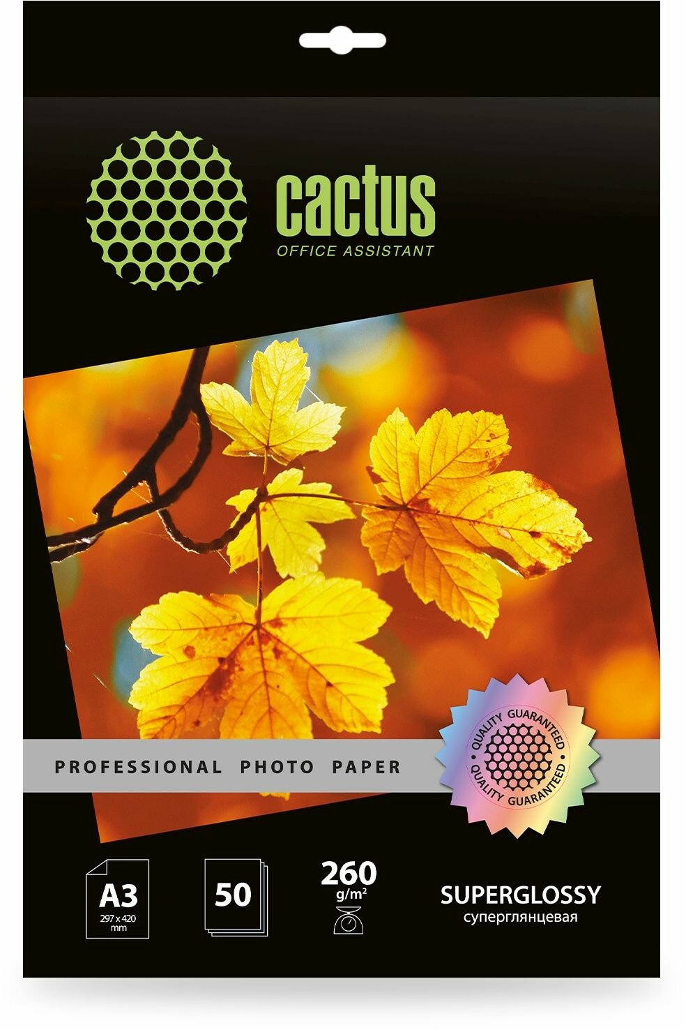 Фотобумага CACTUS A3, 260 г/м2, 50 л, глянцевая, для струйной печати (CS-HGA326050)