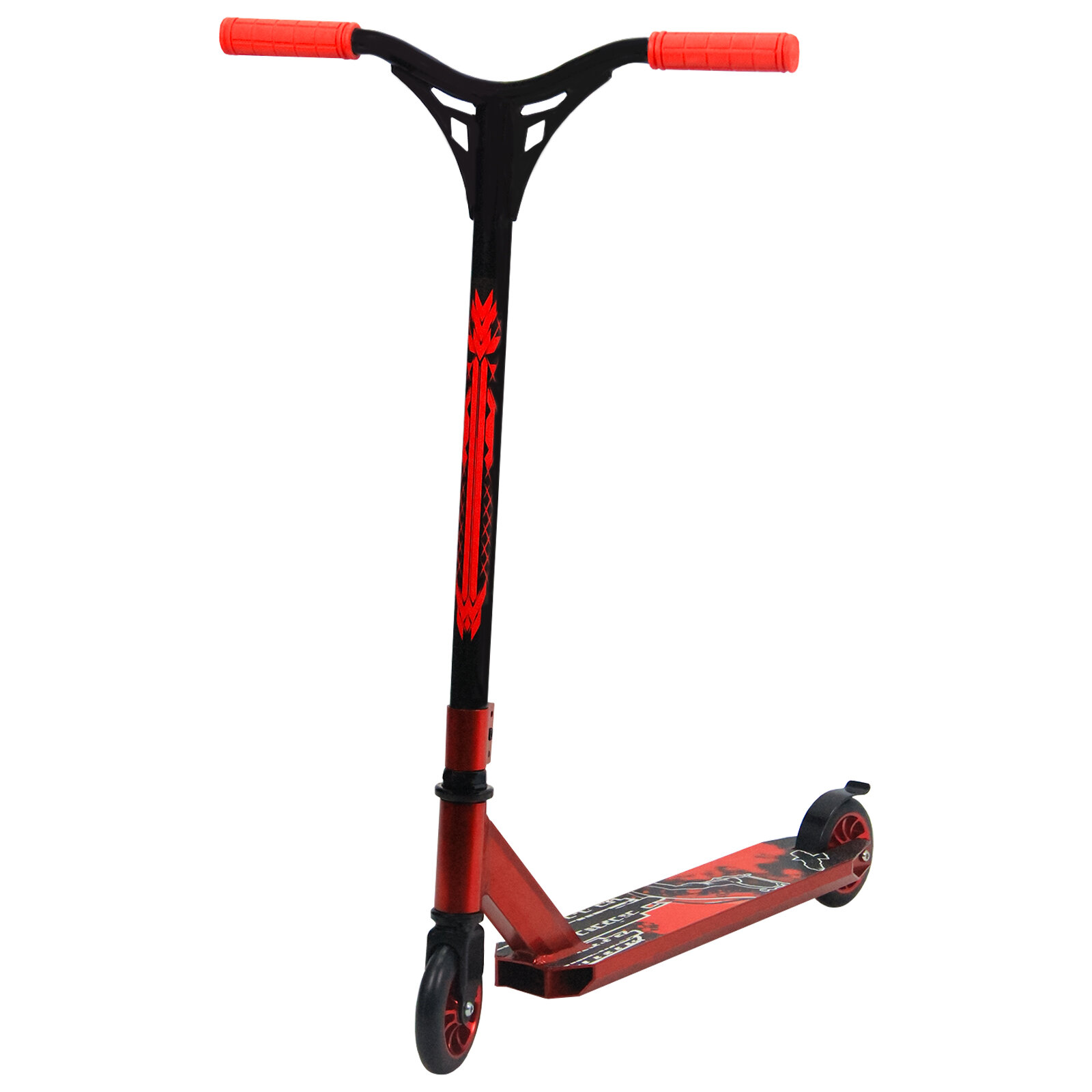 Трюковой самокат 110мм красный, дека 500мм х 110мм. Уценённый товар