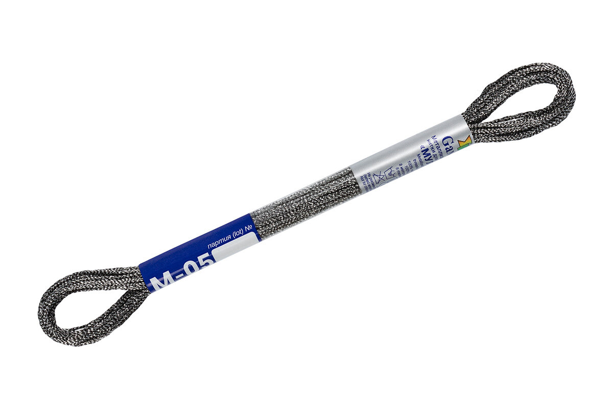 Мулине "Gamma" NM металлик 100% полиэстер 8 м М-05 черный/серебро