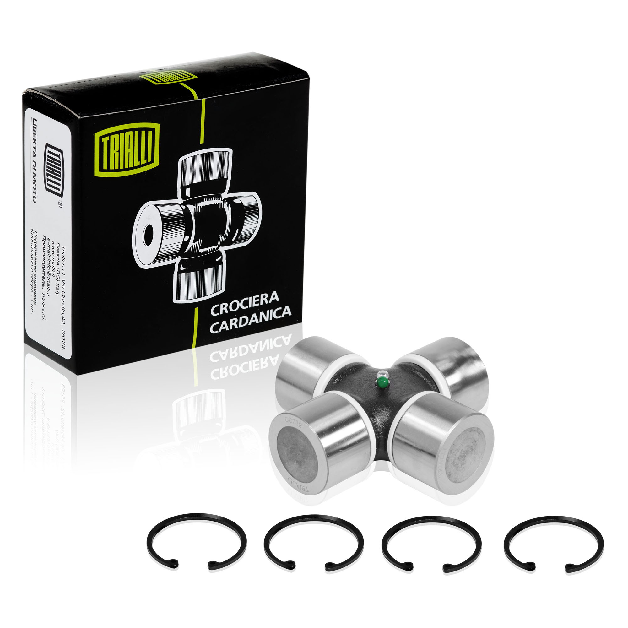 TRIALLI CC 732 (20366348 / UJ687650302) крестовина кардана 65x172 со стопорными кольцами \Volvo (Вольво) fh12