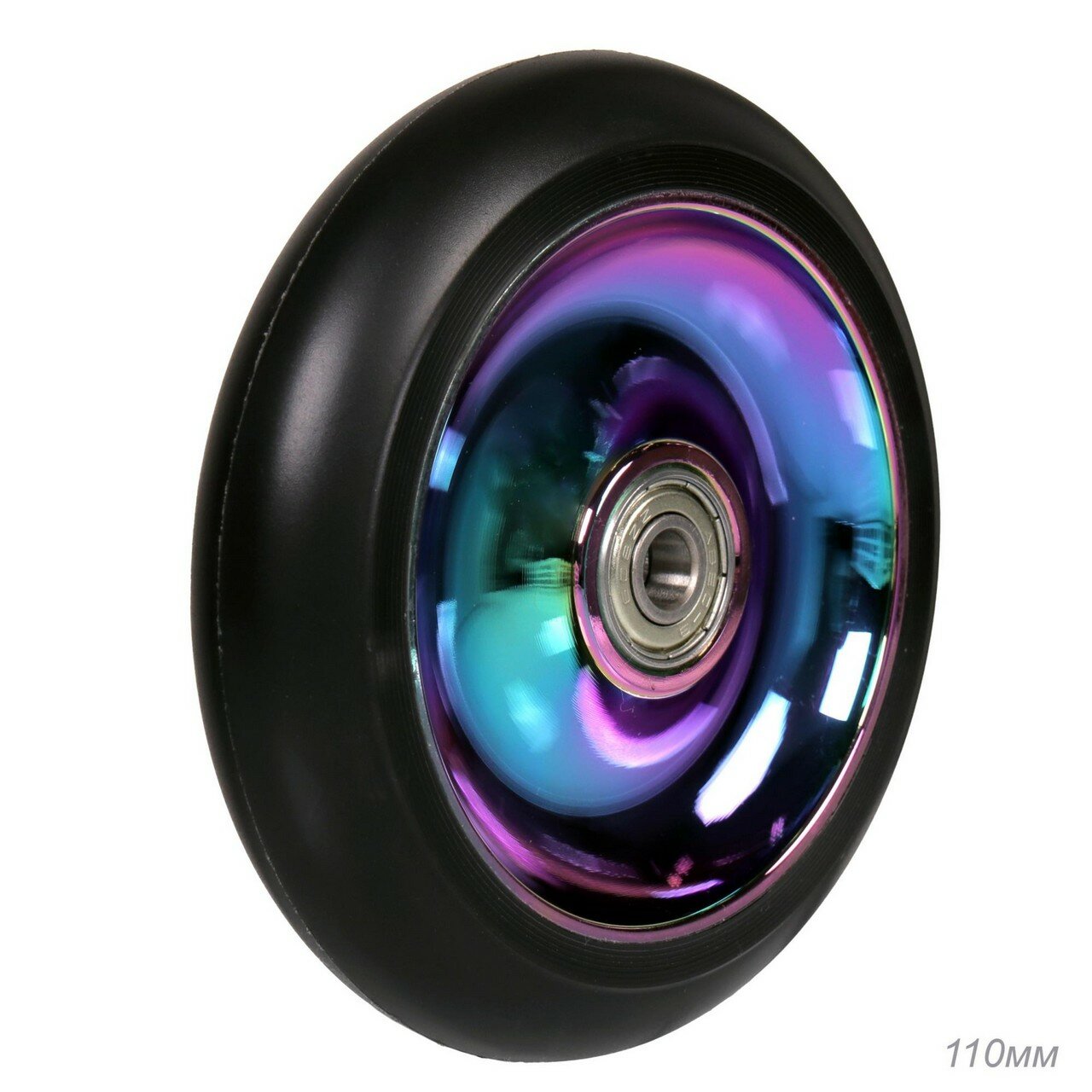 Колесо для трюкового самоката Comiron 110 мм. Alu JJ-019 Abec 9 Black/Neochrome