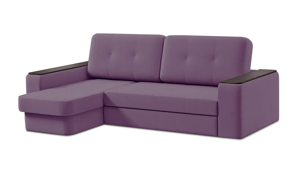 Диван с оттоманкой Арго Лайт Vivaldi 18 NEW 233x153x90 см, фиолетовый , еврокнижка GOODFORM