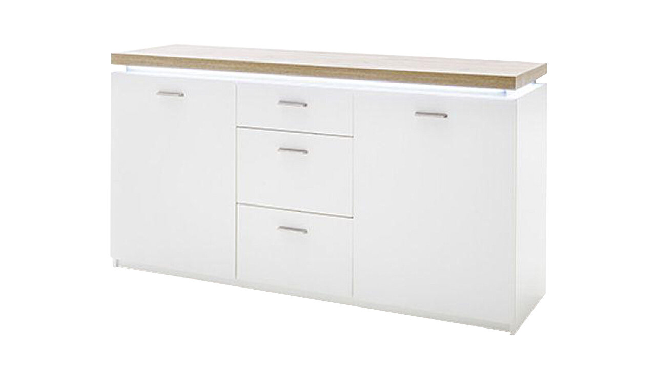 Комод Лия 23 Белый 101/ Дуб золотой крафт 003 NOW 156x44x82 см, белый 101/дуб золотой крафт 003 Дом мебели для вас