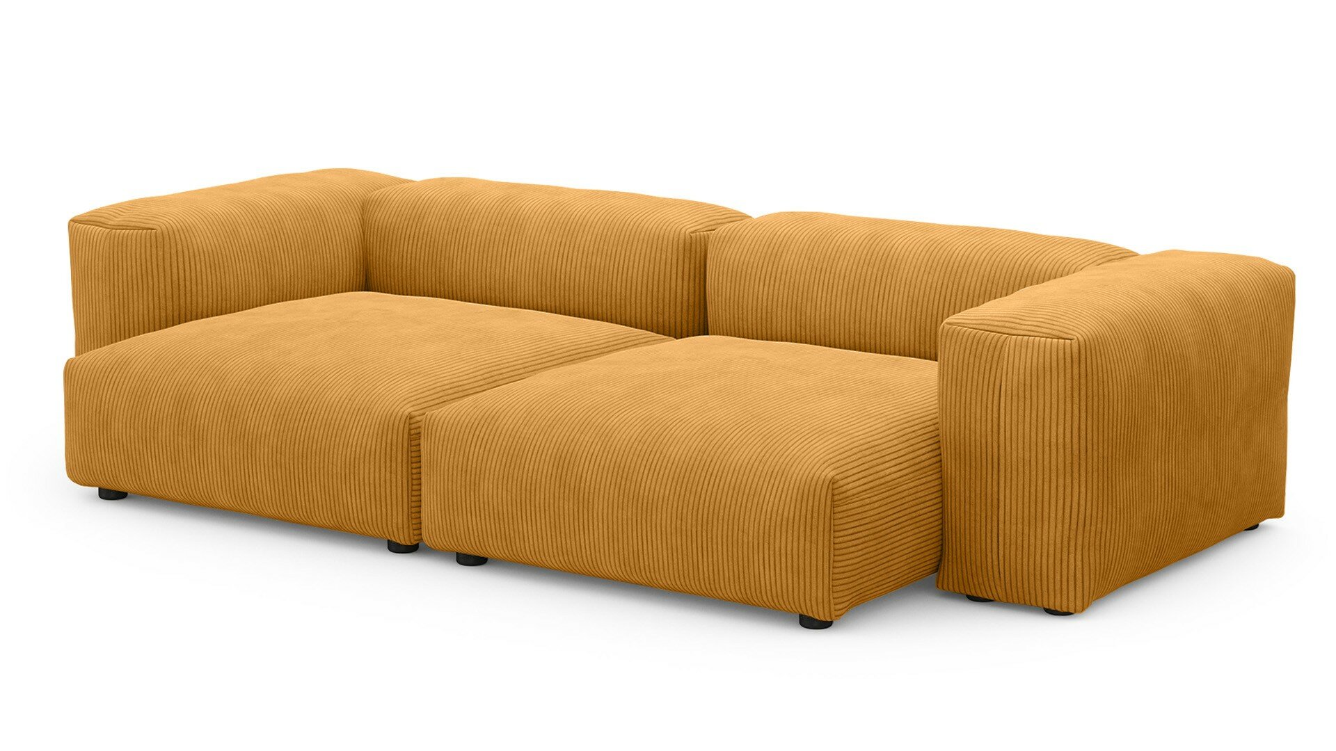 Диван Фиджи двухсекционный (большой и глубокий) Cilium Umber NEW 273x137x62 см, желтый Вельвет, нераскладной Дом мебели для вас