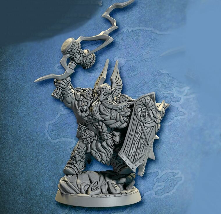 Дворф Один, Бог Победы класс: Паладин, Воин, Варвар, Жрец миниатюра для DnD (ДнД) и других Настольных игр (НРИ, Варгеймов или РПГ), фентези тематика