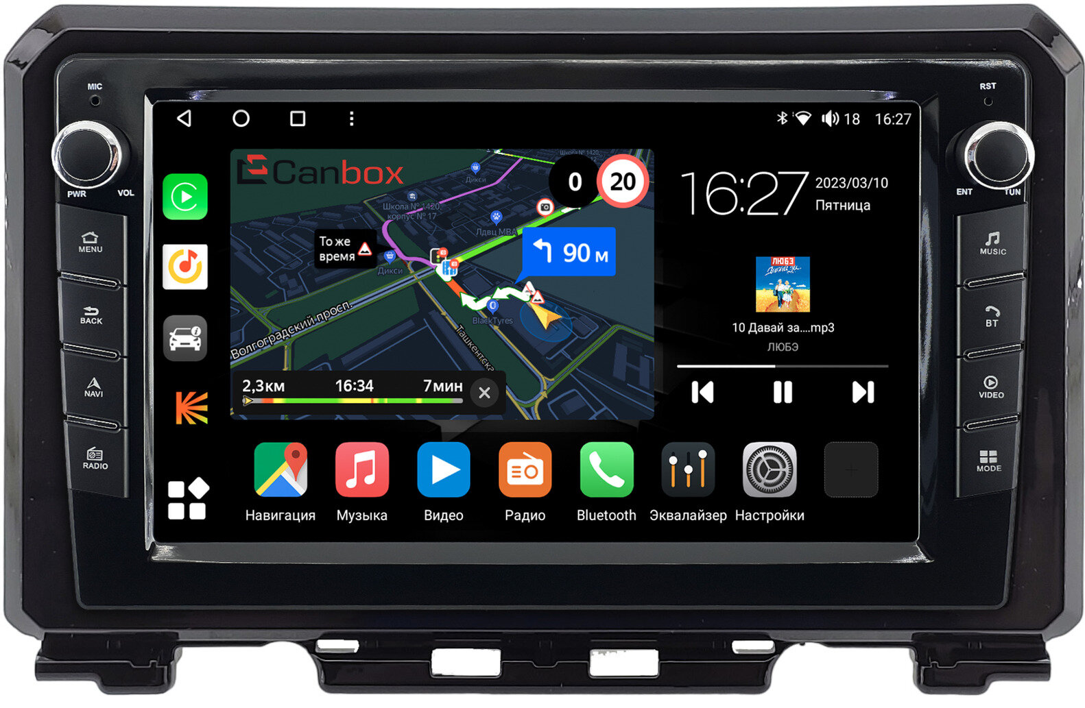 Штатная магнитола Suzuki Jimny 4 2018-2024 Canbox M-Line 7821-9216 Android 10 (4G-SIM, 2/32, DSP, IPS) С крутилками