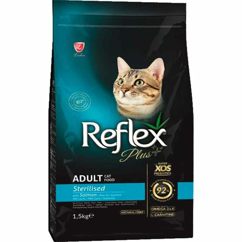 REFLEX Сухой корм для стерилизованных кошек, PLUS Sterilised Adult Cat Food Salmon, с лососем, 1,5 кг